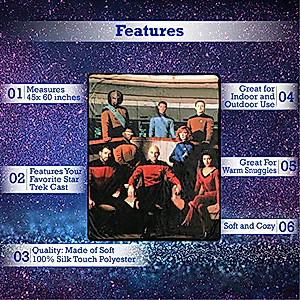 Surreal Entertainment Star Trek The Next Generation Cast Fleece Softest Throw Blanket| Measures 60 x 45 Inches