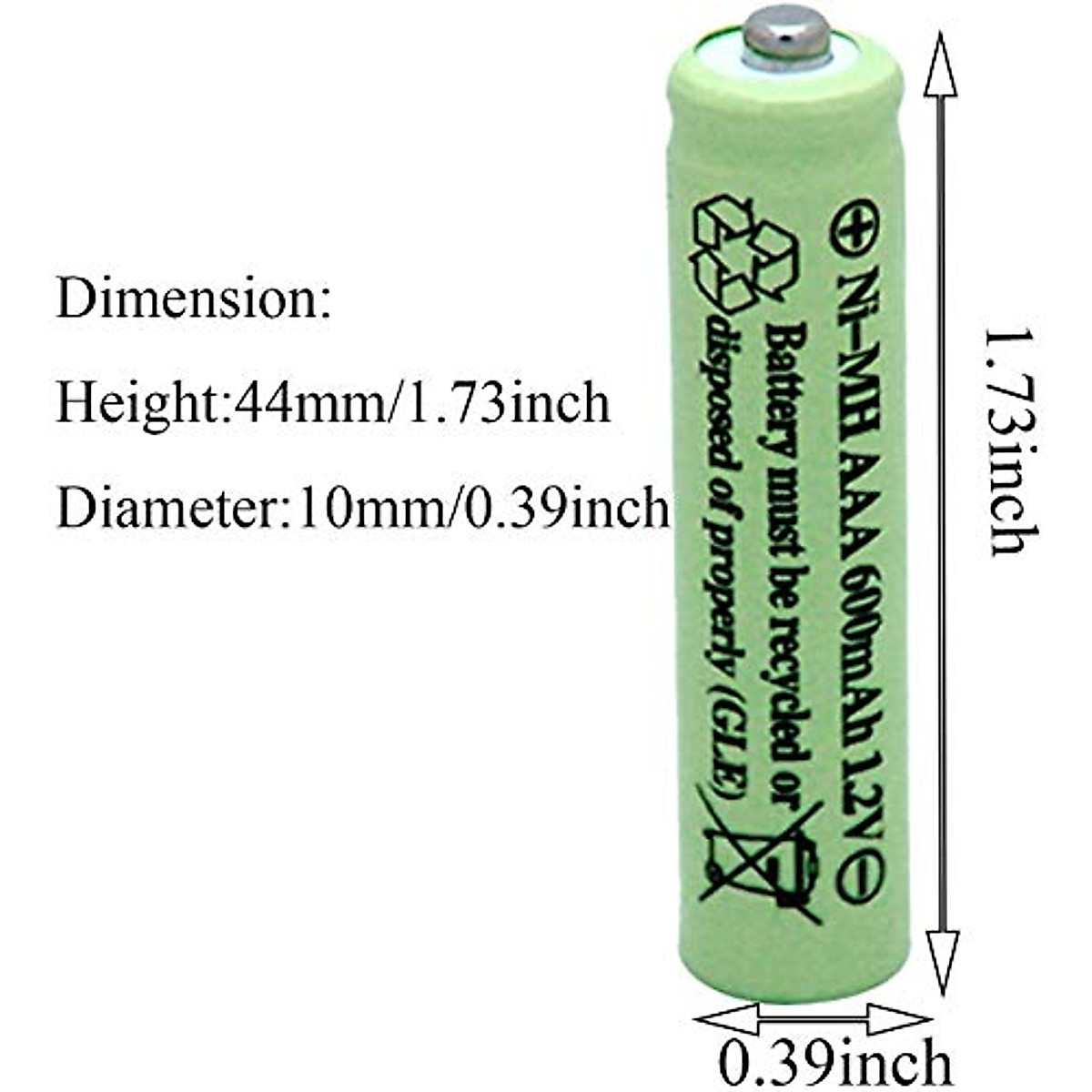 OXWINOU 1.2V AAA 600mAh NI-MH Rechargeable Battery for Outdoor Solar Lights,Garden Lights, Remotes, Mice (Green 4 PCS)