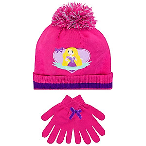 Disney Kids Winter Hat and Gloves Set Rapunzel Pink One Size