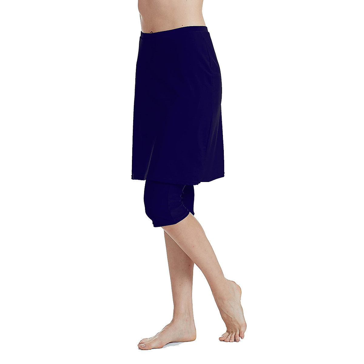MAXE Women Swim Skirt with Legging Sun Protective UPF 50+ Swimming Tight Attached Skort Capris Navy Small