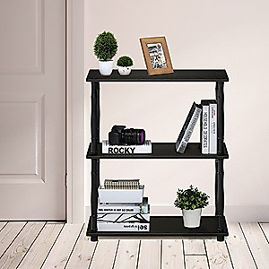 Furinno Turn-N-Tube 3-Tier Compact Multipurpose Shelf Display Rack with Classic Tube, Espresso/Black