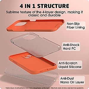 ABITKU Silicone Phone Case for iPhone 14 - Includes Screen Protectors, Soft Anti-Scratch Microfiber Lining - 6.1 inch, Marigold Orange