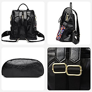 ZOCILOR Backpack Purse for Women, Stylish Leather Design, Large Capacity Travel & College Shoulder Bag, Anti-Theft Feature with Rear Zipper Opening (Black)