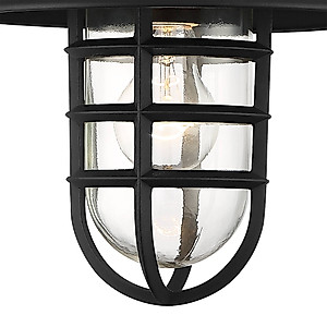 John Timberland Marlowe Farmhouse Rustic Wall Light Sconce Matte Black Hardwired 9 1/4" Fixture Metal Cage Clear Glass for Bedroom Bedside Bathroom Vanity Living Room Hallway Dining House Home