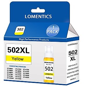 502XL Ink Refill Bottles Yellow LOMEN Replacement for epson 502XL 502 ET-2850 ET-3830 ET-3850 ET-2760 ET-3760 ET-15000 ET-4760 ET-4850 ET-2700 ET-2750 ET-3710 ET-3750 ET-4750 ET-3700 (1 Pack,Yellow)