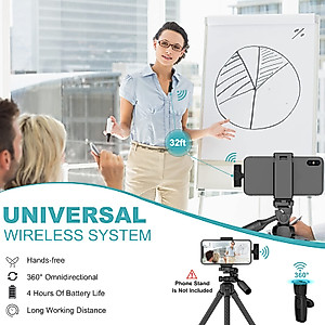 HUHD Wireless Lavalier Microphone Compatible with iPhone iPad Android Devices, Plug and Play Wireless Recording Microphone for TikTok Vlog YouTube, Noise Reduction, No App or Bluetooth Needed