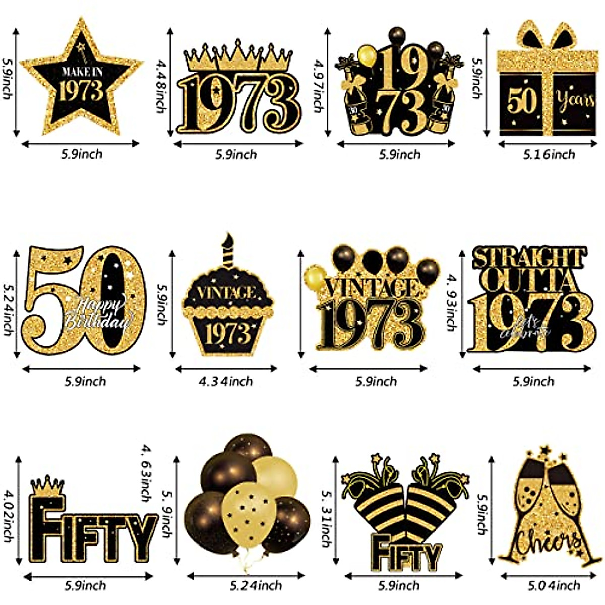 50th Birthday Decorations for Women and Men,50PCS Birthday Decorations Black Gold Party Supplies Hanging Swirls for Men Women, 50 Years Old Birthday Ceiling Hanging Decor with 10 Balloon (50th)