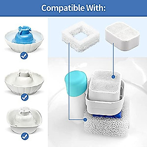 10 Pack Ceramic Cat Water Fountain Replacement Filters, 8 Pack Pet Fountain Replacement Filters and 2 Pack Foam Filters for Tritone/Fiumi Ceramic Pet Lotus Ceramic Pet Drinking Fountain
