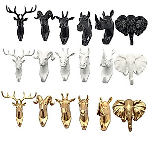 bouti1583 Single Rhino Head Wall Hanger Coat Hat Hook Animal Shaped Decorative Gift Gold