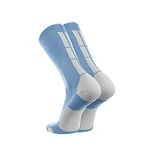 TCK Baseline 3.0 Athletic Crew Socks (Columbia Blue/White, Small)