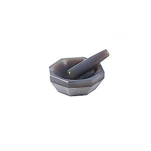 LAB4US Agate Mortar and Pestle Set ID 60mm Natural Agate Grinder for Lab Grinding Polished Brazilian Agate Internal Diameter 60mm, External Diameter 75mm; Depth 16mm; Hardness 7-7.2(60mm)