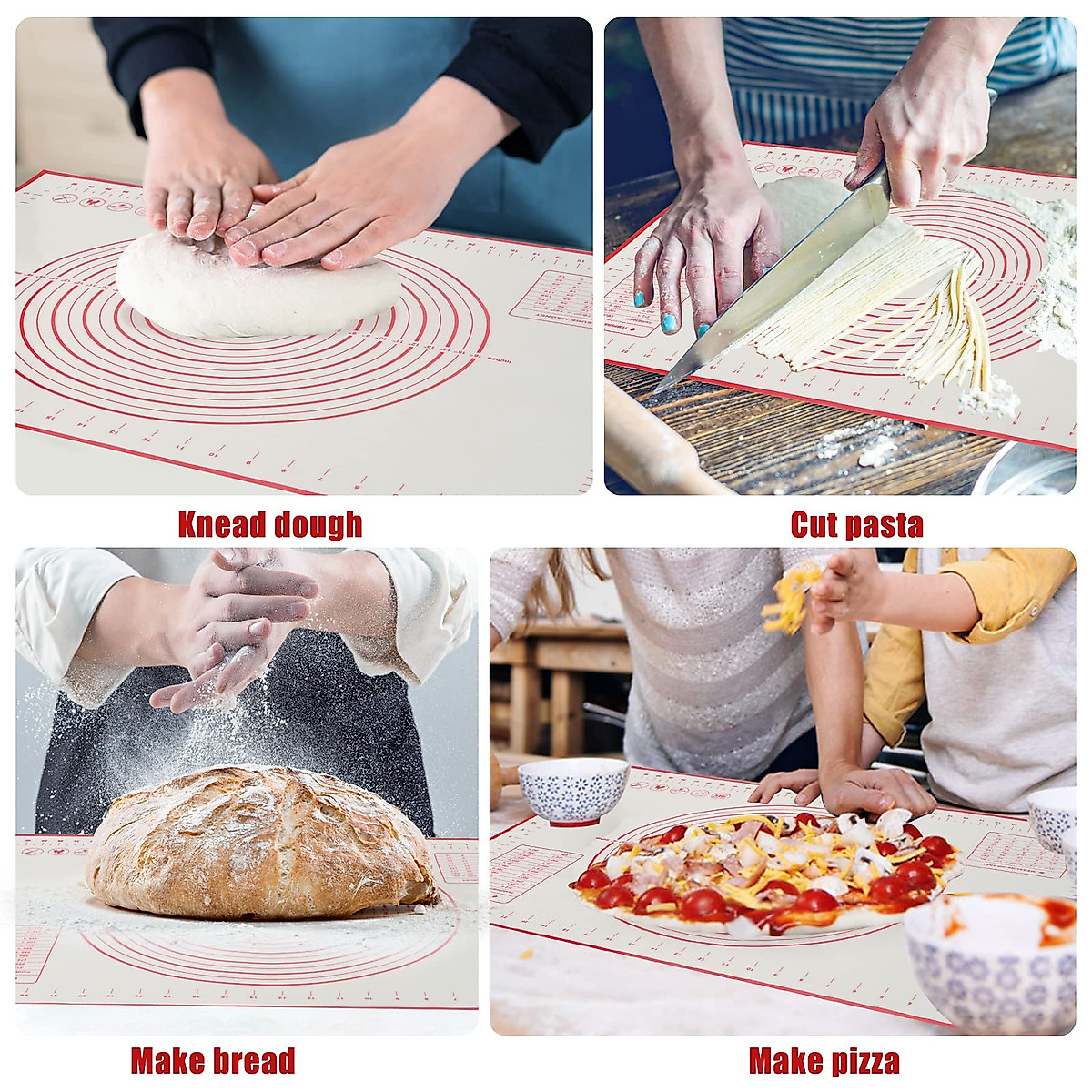 Large Silicone Baking Mat, 16" x 24" Pastry Mat Baking Mats Silicone for Rolling Out Dough Non Slip, Dough Mat Pie Crust Rolling Mat Fondant Mat Oven Liner with Measurement