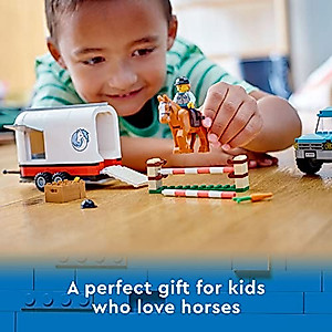 LEGO 60327 City Great Vehicles Horse Transporter Set, with SUV Toy Car, Trailer, Horse Figure and Jump, Gifts for Kids, Boys & Girls 5 plus Years Old