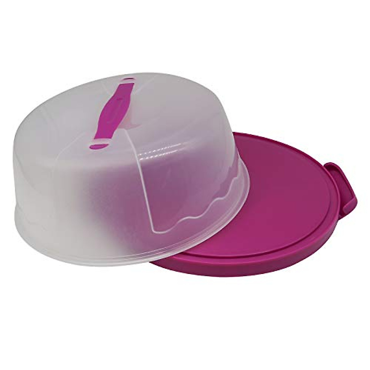 Portable Round Cake Carrier with Handle Pie Saver Cupcake Container Up to 10 Inch Translucent Dome for Transporting Cakes, Cupcakes, Cookies, Pies, or Other Desserts (Purple)