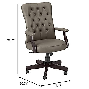 Bush Business Furniture Arden Lane High Back Tufted Office Chair with Arms, Washed Gray Leather