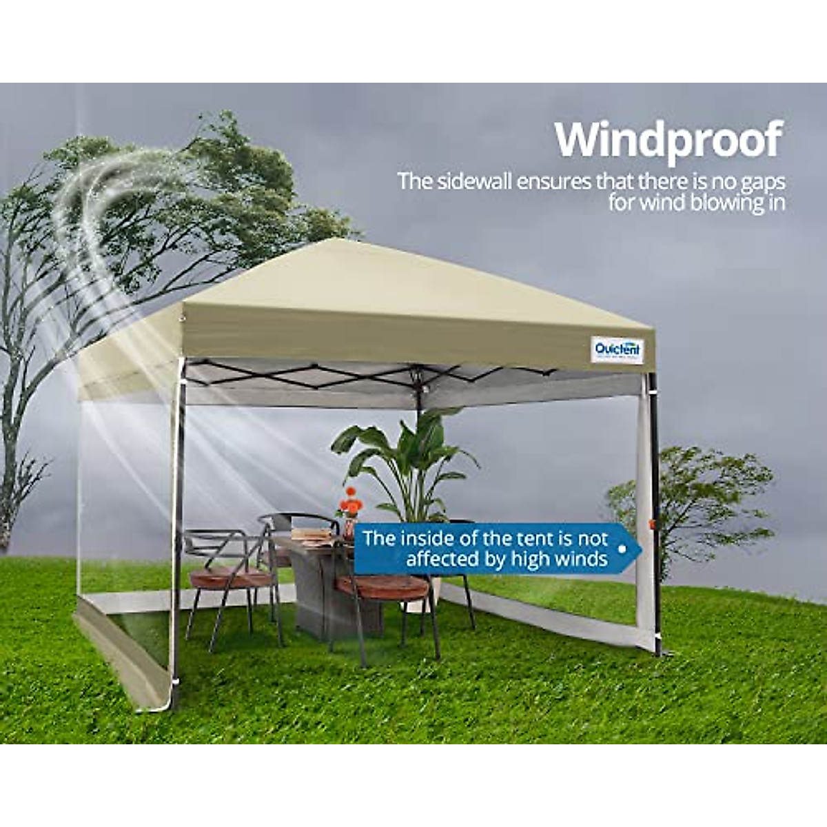 Quictent Clear Tent 10'x10' Ez Pop up Canopy with Sidewalls Instant Outddoor Gazebo Shelter Waterproof (Khaki)