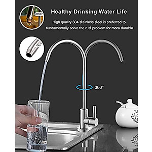 Drinking Water Faucet for Kitchen,100% Lead-Free Reverse Osmosis Faucet,Stainless Steel Kitchen Filtered Water Faucet,Brushed Nickel RO Faucet with Longer Thread Pipe