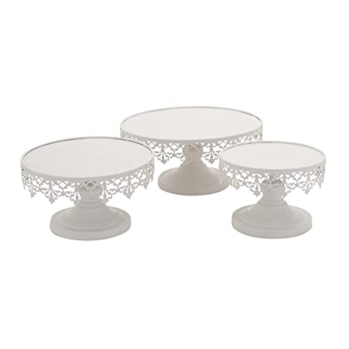 Deco 79 Vintage Metal Round Cake Stand, Set of 3 13", 10", 9"W, White
