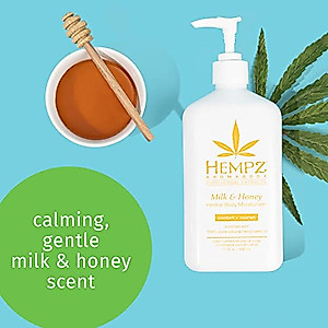 Hempz Milk & Honey Herbal Body Moisturizer with Jojoba Seed, Cocoa Butter, 17 oz. - Fragranced, Everyday Body Lotion with Agave Extract to Hydrate Sensitive Skin - Premium Skin Care Products