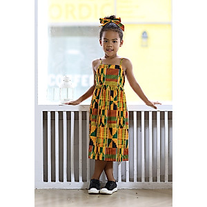 YOUNGER TREE African Baby Clothes Girl Dashiki Ankara Outfit Set (6-7 Years, Long Dress)