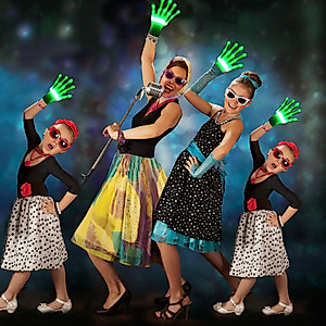 COTRUERE Led Gloves Light Up Cool Finger Toys Christmas Halloween Birthday Party Rave Flashing Gifts for Kids Teens Adults (Green)