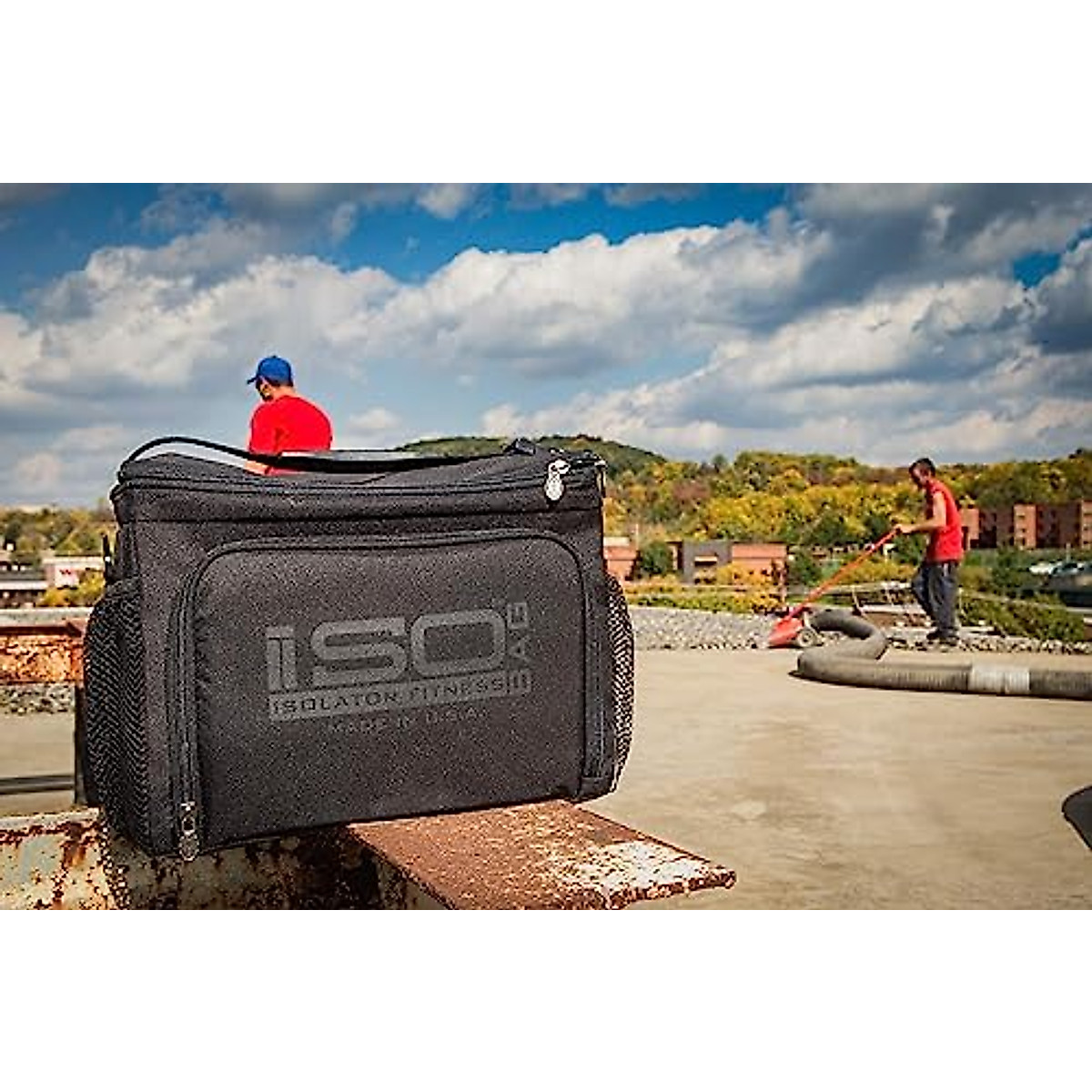 Isolator Fitness 6 Meal ISOCUBE Meal Prep Management Insulated Lunch Bag Cooler with 12 Stackable Meal Prep Containers, 3 ISOBRICKS, and Shoulder Strap - MADE IN USA (Blackout)