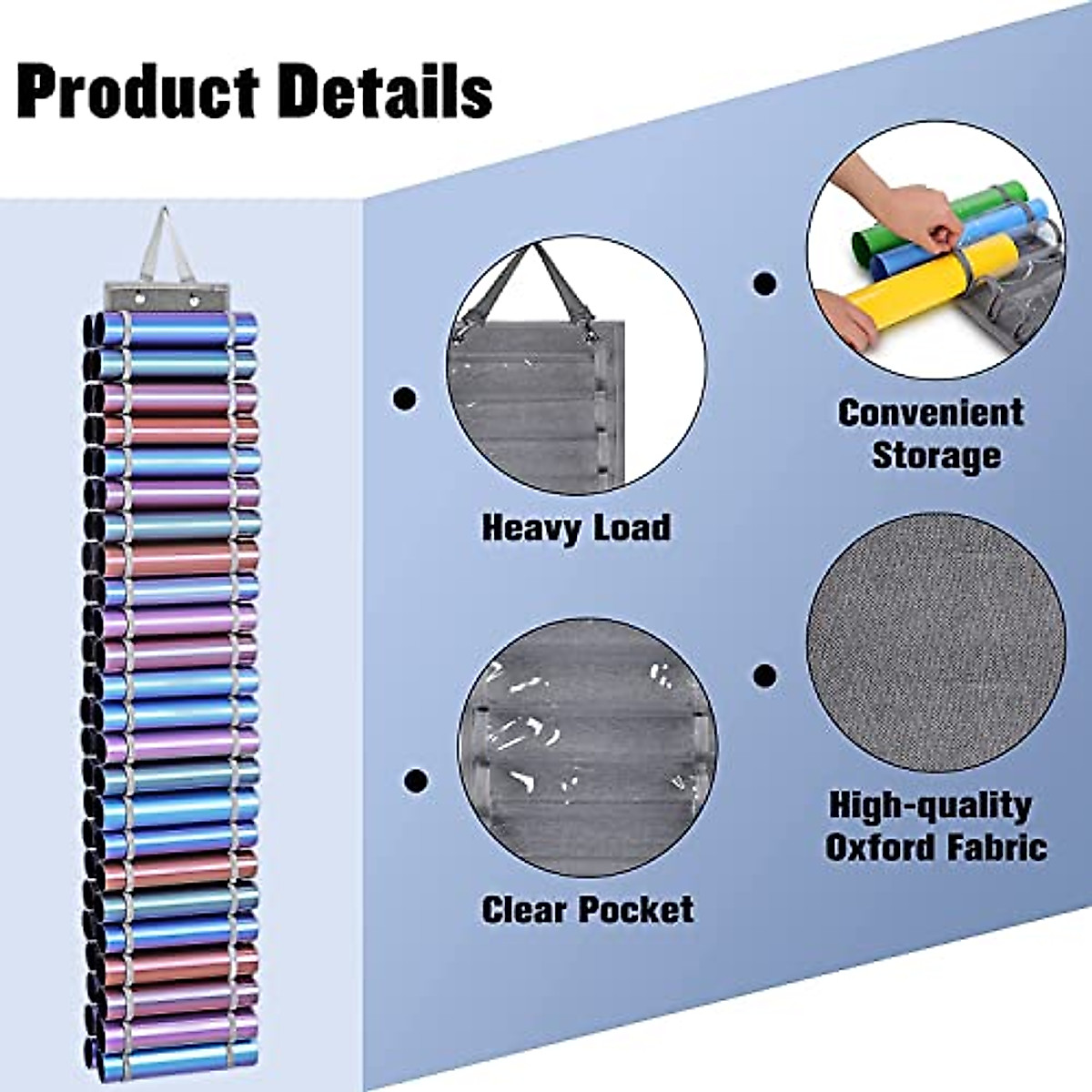 MIDOGAT Vinyl Roll Holder, Vinyl Roll Organizer, Large Capacity Craft Organizer, Vinyl Roll Keeper for Craft Room,Door,Closet,Wrapping Paper