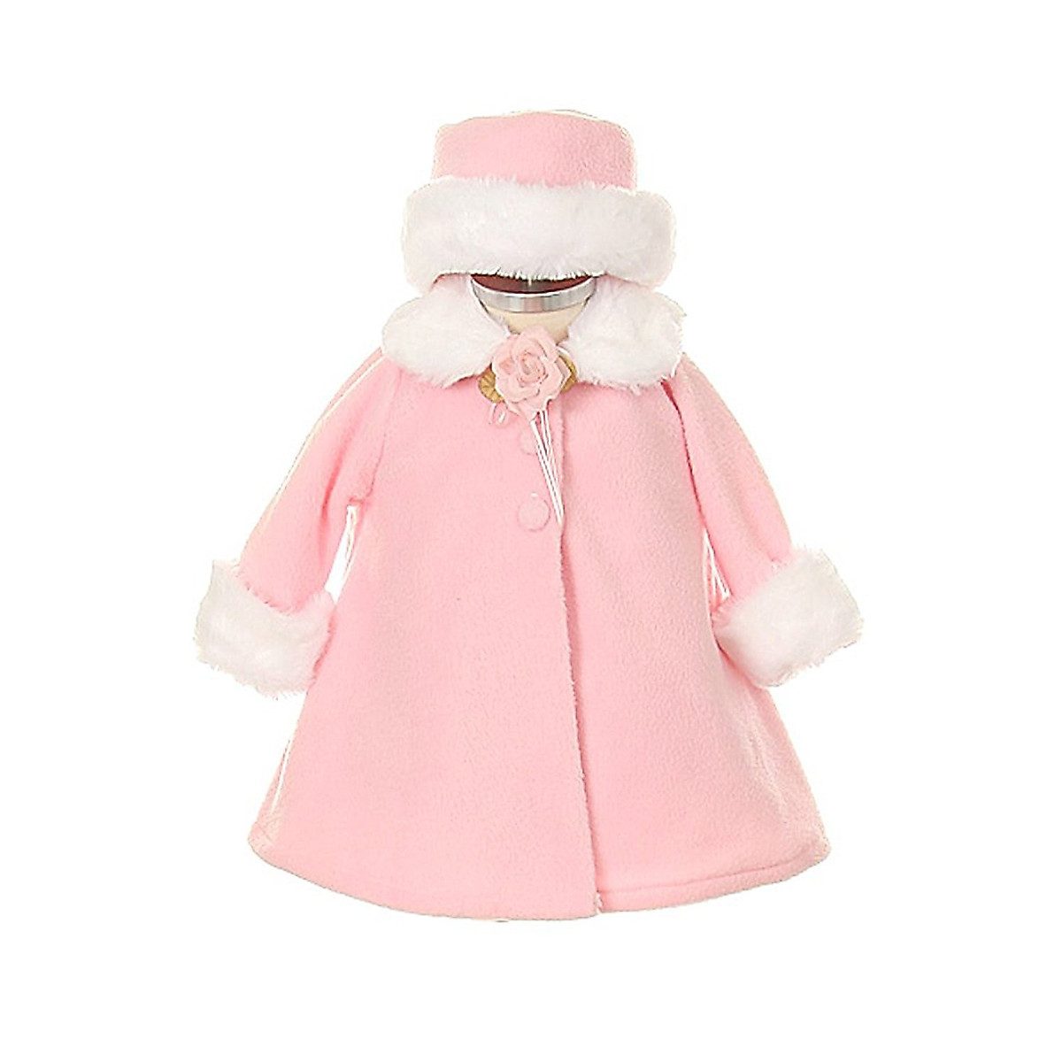 Girl's Cozy Fleece Long Sleeve Cape Jacket Coat - White Infant S 3-6 Months