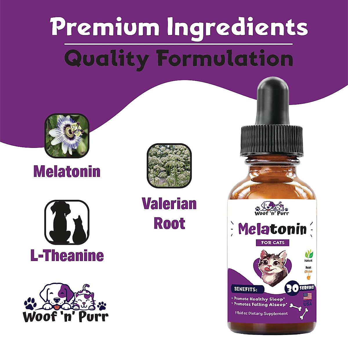 Melatonin for Cats | Supports Healthy, Restful Sleep for Your Cat | Cat Stress Relief | Cat Calming | Cat Anxiety Relief | Cat Melatonin | Anxiety Relief for Cats | Cat Sleep Aid | 1 fl oz