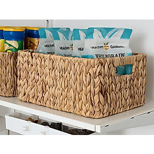 StorageWorks Handwoven Storage Baskets, Water Hyacinth Wicker Baskets for Organizing, Set of 3 (1PC Large, 2PCS Medium)