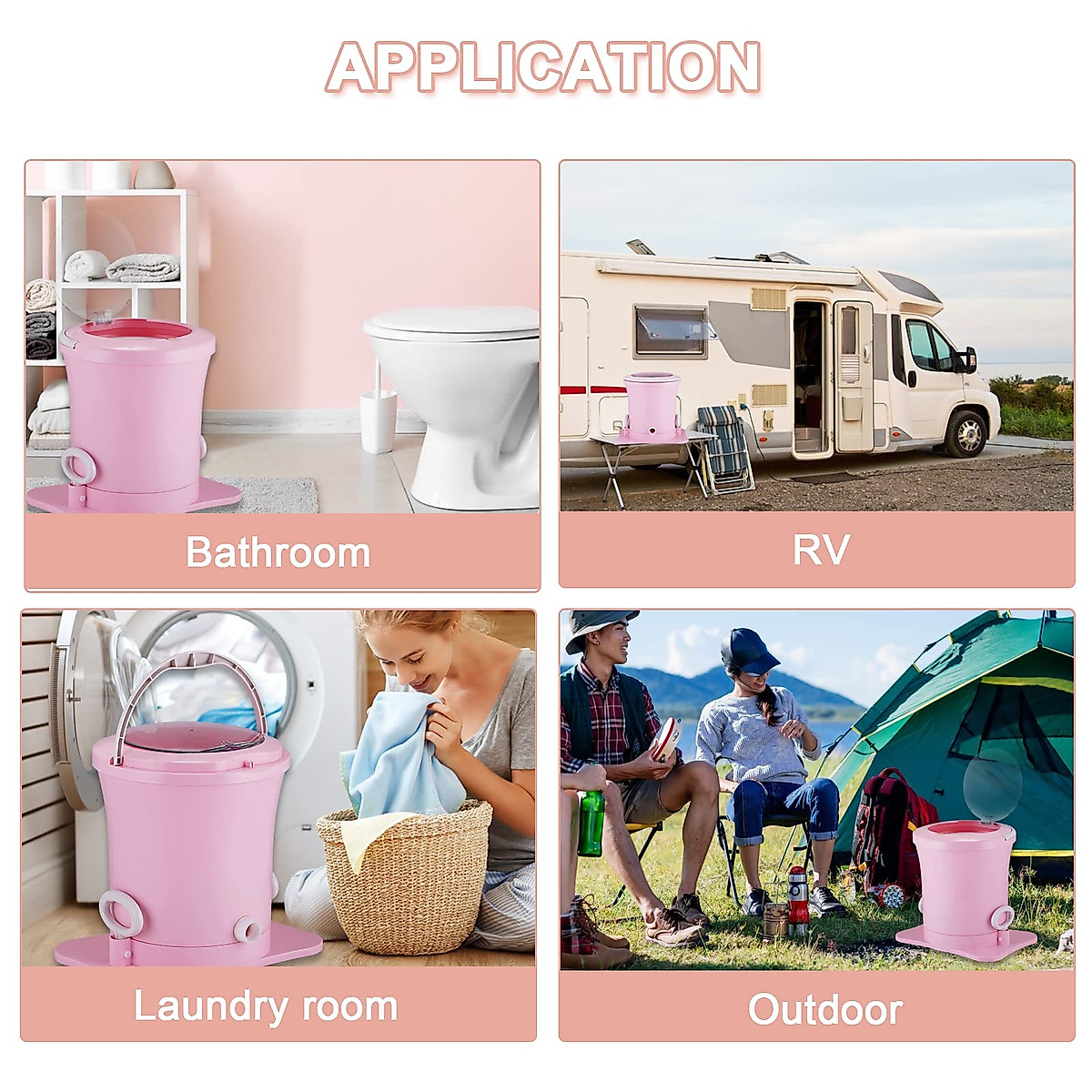 Manual Clothes Dryer Portable Mini Dryer Compact Spin Dryer Non electric Laundry Dryer for RV, Camping, School, Apartment, Dorm (Pink)