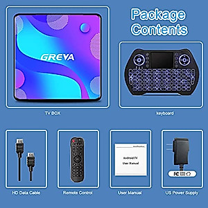 GREVA Android TV Box 11.0 4GB RAM 64GB ROM RK3318, 4K HDR Smart TV Box 2.4G/5G WiFi BT4.1, Streaming Media Player Set Top Box