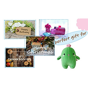 BABOLI Cuddly Cactus Stuffed Plant Animal with Smile Face and Pink Antenna Honey Cacti Plush Soft Toy Pretty Sweet Mascot Gifts for Kids Girls and Boys Present for Birthday or Party 10 Inches