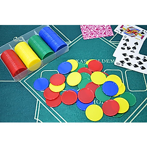 Smartdealspro Set of 160 Opaque 1 1/2 Inch Plastic Counting Counters Poker Chips with Box for Casino Card Games (160pcs 4 Color with Box)