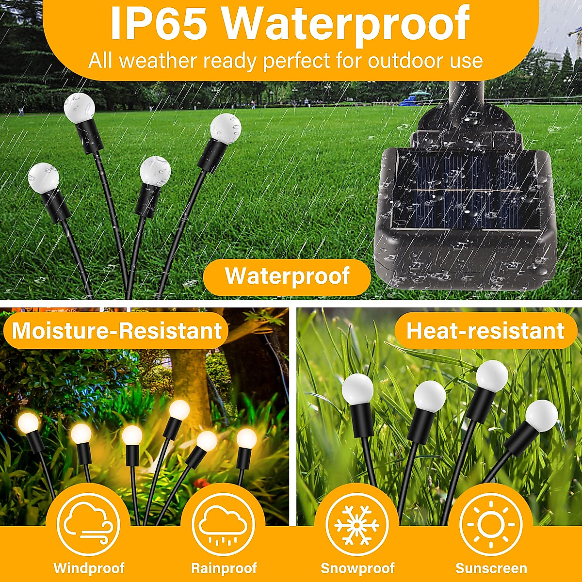 YOEEN 4 Pack Solar Garden Lights, New Upgraded 8 LED Firefly Waterproof Solar Powered High Flexibility Swaying Outdoor Lights for Pathway Yard Walkway Patio Decoration, Warm White