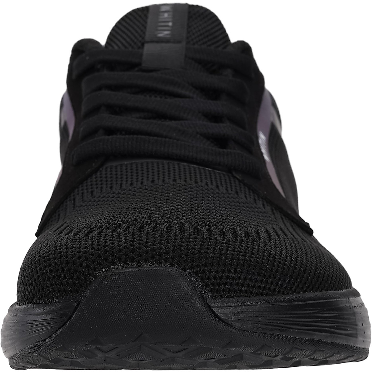 WHITIN Men's Wide Toe Box Road Running Shoes Zero Drop Size 12 Knit Upper Breathable Zapatos para Male Lightweight Non Slip Cushioned Black 46