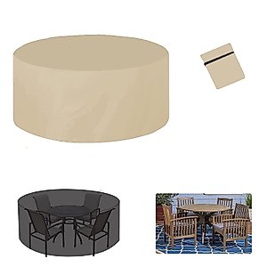 Patio Table Cover for Garden Round - Beige, 31x30inch, Waterproof, Rain, Snow, dust, Wind and UV Protection, 420D Oxford, Patio Furniture Covers, Round-The-Clock Protection, for Outdoor Furniture