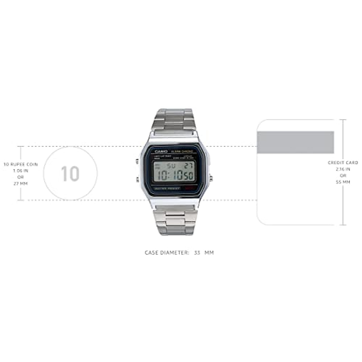 Casio Men's A158WA-1DF Stainless Steel Digital Watch