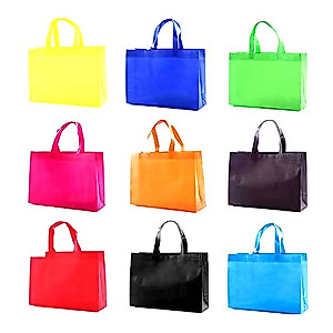 Cihomia 100PCS Custom Non-woven Bags Tote Gift LogoTravel Kitchen Shopping Reusable Grocery Bag with Handle (one color, horizontal)