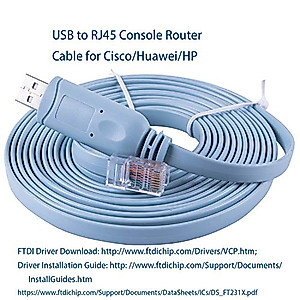 12FT Network Equipment Console Cable Compatible with Cisco/Juniper/NETGEAR/Ubiquity/LINKSYS/TP-Link Routers, Switches and Firewall Equipment,USB to RJ45 RS232 Console Cable