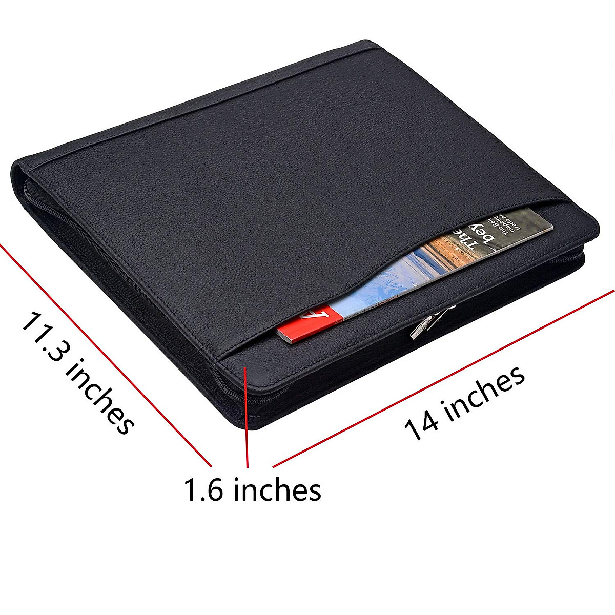 iCarryAlls Zipper Binder Portfolio with iPad Holder Notepad Holder, Organizer Padfolio, Compatible for iPad Pro 12.9" 2022 & 2021 & 2020 & 2018, 11.3 x 14 x 1.6 in. (PJB032-IP129-2018-BK)