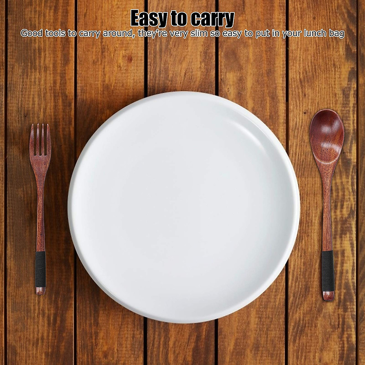 Reusable Wooden Travel Cutlery Set Japanese Style Lunch Utensil Set, Wooden Spoon Fork Soup Teaspoon Kitchen Cooking Utensil Tools