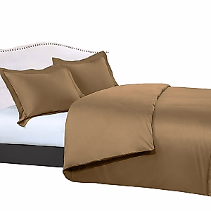 Royal Tradition Solid 300-Thread-Count, 100-Percent Cotton King/California King, 3PC Duvet Cover Set with Buttons Enclosure, Taupe