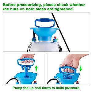 Kitahara 1 Gallon Garden Pump Pressure Sprayer with Pressure Relief Valve, Adjustable Shoulder Strap and Nozzles, for Yard Lawn Weeds Plant Water