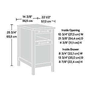 Sauder Cannery Bridge Narrow Side, Nightstand, End Table, L: 14.37" x W: 22.44" x H: 25.83", Mystic Oak