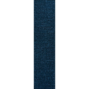 Eyely UES100C-212 Supersoft Haze Solid Low-Pile Indoor Runner Rug, Coastal, Bohemian, Minimalist, Classic, Casual for Bedroom,Kitchen,Living Room,Non Shedding,Easy-Washing, Blue, 2 X 12