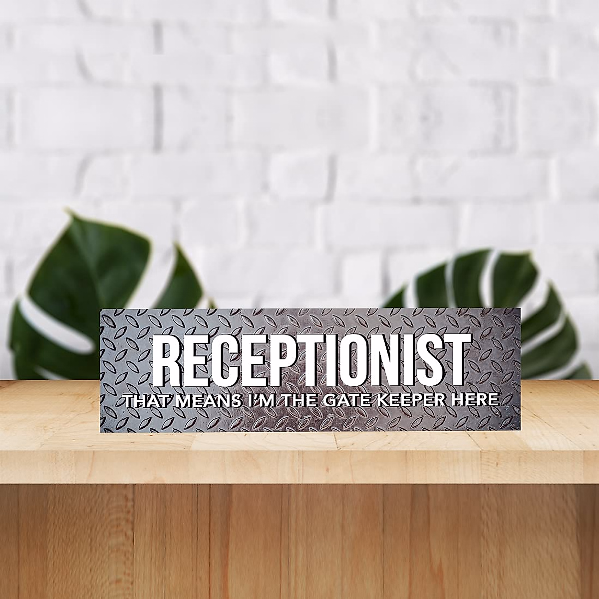 Andaz Press Funny Office Desk Plate, Gate Keeper Acrylic Plate for Home, Desk, Front Desk Receptionist, Secretary, Work, Co-Worker, Funny Nameplate Sign Decorations for Men Women, 8" X 2.5"
