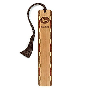 Dog Bookmark - Dachshund Engraved Wooden Bookmark with Tassel - Made in USA - Also Available Personalized