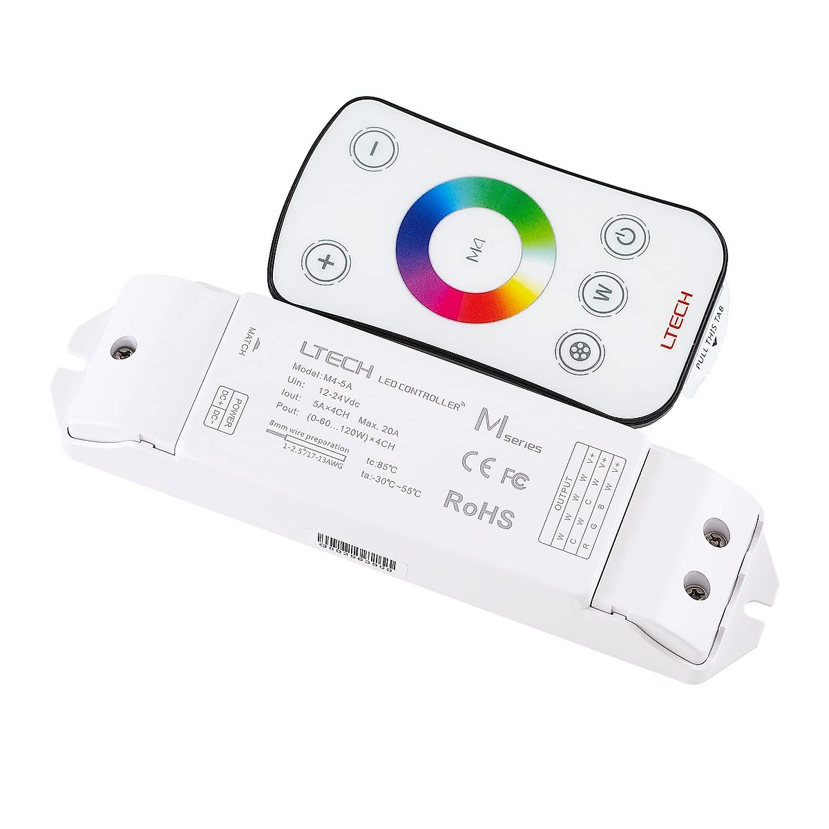 LTech M4+M4-5A LED RF 4 Channel RGBW Wireless Remote & Controller Set