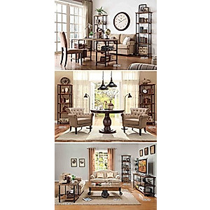 HOMELEGANCE Factory Metal Frame Writing Desk, Rustic Brown